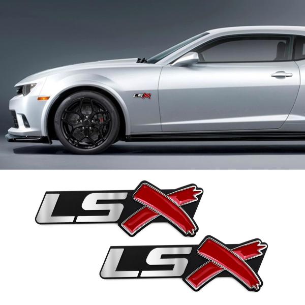 商品名: 2ピース カーライティングバッジ - LSX 3Dレターフェンダーエンブレム - ABSネームプレートカスタムステッカー (レッド) 2PCS LSX Car 3D Letter Fender Side Or Rear Trunk...