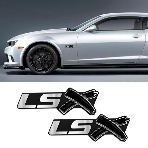 商品名: LSX レターカー ABSプラスチック フェンダーサイド 3Dレターバッジ トランク カスタムボディーステッカー エンブレム ブラック&amp;シルバー 2個 2PCS Plastic Word LSX Letter Car Fe...