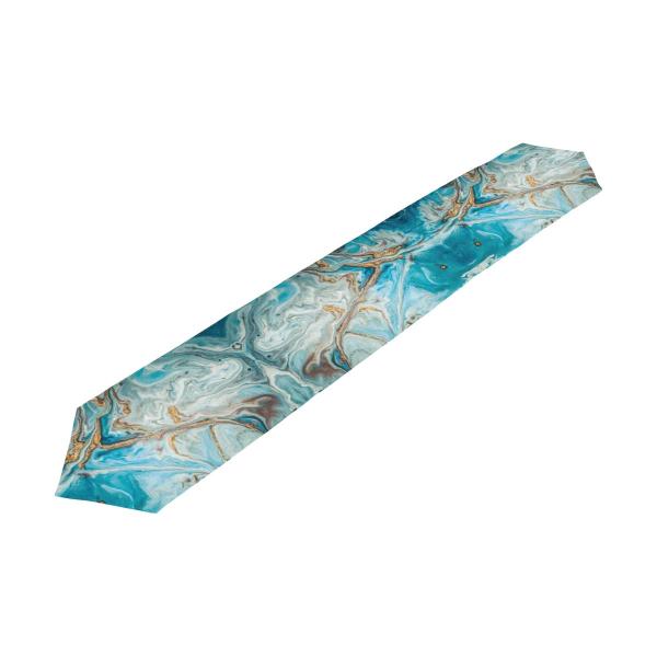 商品名: WOOR テーブルランナー 両面 ゴールドとターコイズ 大理石模様 長さ13 x 70インチ 結婚式/パーティー/休日/キッチン/ダイニング/自宅/日常の装飾に 13 x 70 WOOR Double-Sided Golden a...