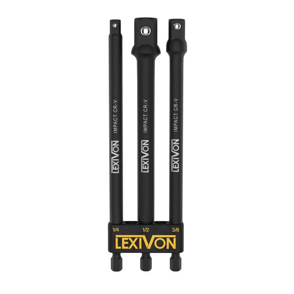 商品名: LEXIVON インパクトグレードソケットアダプターセット、152.4mm (6インチ) ホルダー付延長ビット | 6.35mm (1/4インチ)、9.5mm (3/8インチ)、12.7mm (1/2インチ) ドライブの3点セット...