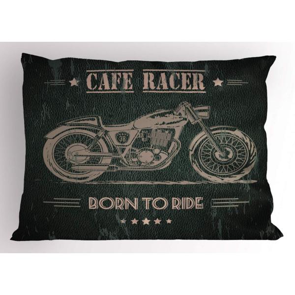 商品名: Ambesonne ベッドピロー 30" W By 20" L pil_70496_30x20 Ambesonne Motorcycle Pillow Sham, Born to Die Words with Bike on Gr...