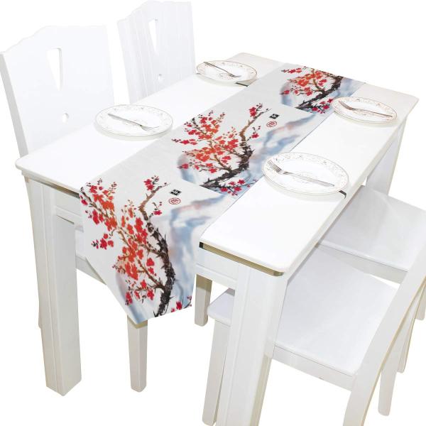 商品名: WOOR 両面 日本の桜 桜の木 テーブルランナー 長さ13 x 70インチ ウェディングパーティー 休日 キッチン ダイニング ホーム 日常装飾 13 x 70 WOOR Double-Sided Japanese Cherry...