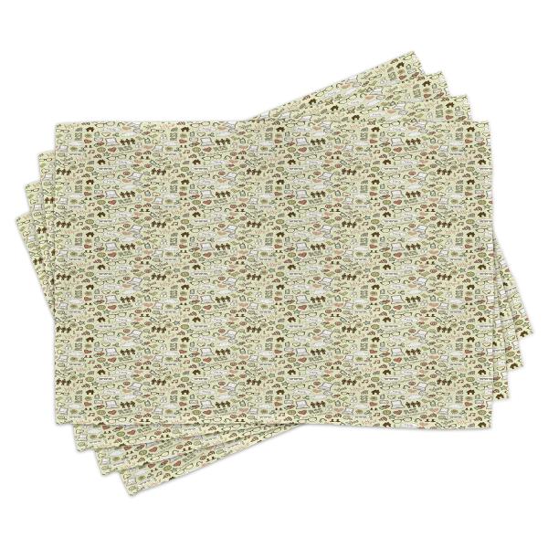 商品名:  Ambesonne Geek Place Mats Set of 4, IT Themed Elements Composition with Computer Laptop Glasses and Social Network...