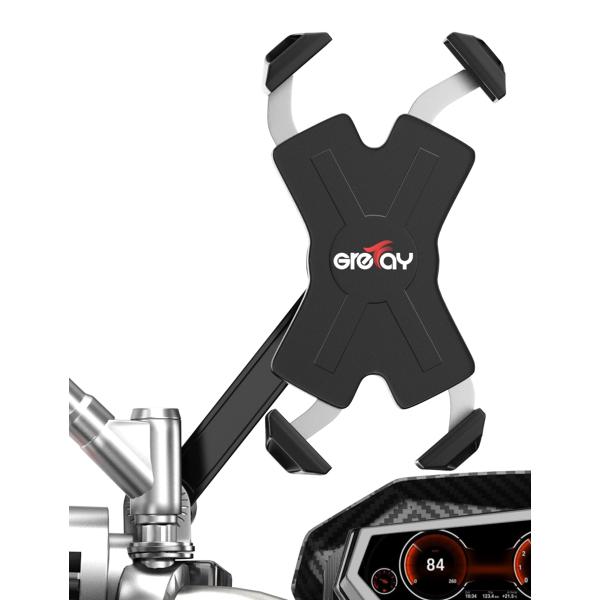 商品名: Grefay自転車スマホホルダー バイク固定携帯smartphone ロードバイクに適用 オートバイ スマートフォン GPS 片手操作 振れ止め 脱落防止 脱着 3.5-6.5インチ 電話 多機種対応 360度回転 自由調節 強力...