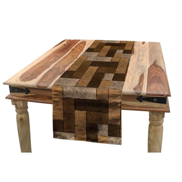 商品名: Ambesonne チョコレート長方形テーブルランナー キッチン/ダイニングルーム/コーヒーテーブルの装飾に 寄木模様の模様 ナチュラルな幾何学デザイン 16インチ x 90インチ ブラウンベージュ Ambesonne Choco...