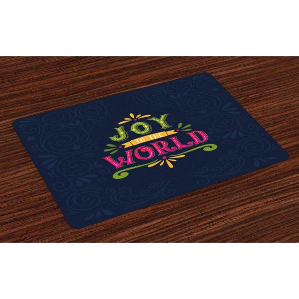 商品名:  Ambesonne Joy Place Mats Set of 4, Ornamental Christmas Themed Swirls and Curlicues Background Hand Lettering Patt...