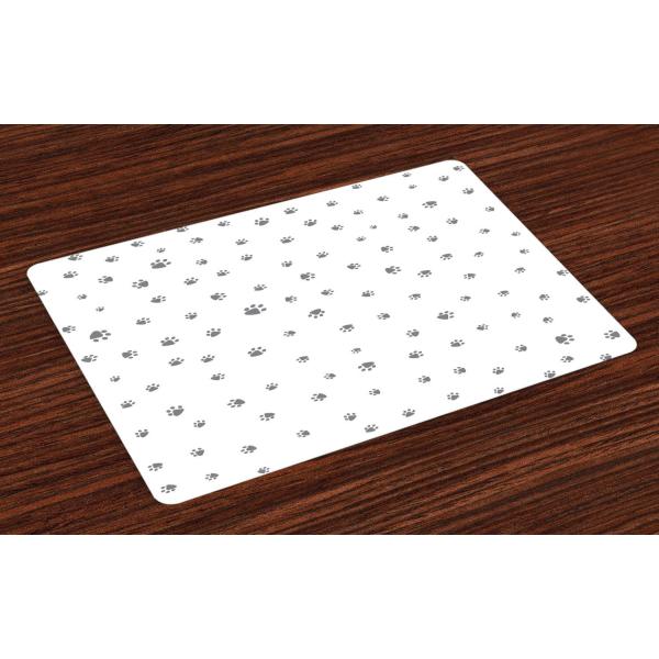 商品名:  Ambesonne Dog Lover Place Mats Set of 4, Foot Prints of an Animal Pet Canine Marks Abstract Nature Themed Illustra...