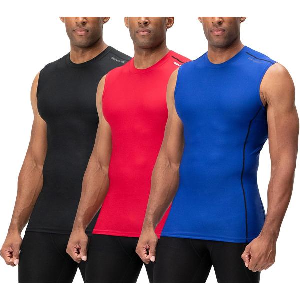 商品名DEVOPS 2~3パック メンズ アスレチック 圧縮シャツ ノースリーブ US サイズ: Medium カラー: レッドDEVOPS 3 Pack Men's Athletic Compression Shirts Sleevele...