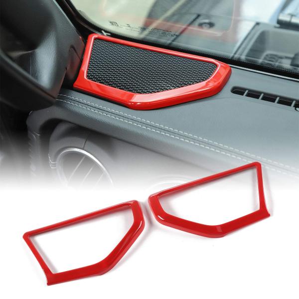 商品名: ピラー スピーカー デコレーション カバー トリム 車 インテリア アクセサリー 2018 2019 ジープ ラングラー JL用 (レッド) A pillar Speaker Decoration Cover Trim Inter...