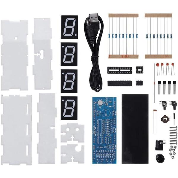 商品名LED目覚まし時計キット 4桁 DIY デジタルLEDクロックキット 多機能目覚まし時計 温度機能付き 日付表示 デジタルDIY時計 寝室 オフィス用 (ホワイト)LED Alarm Clocks Kit, 4-Digit DIY D...