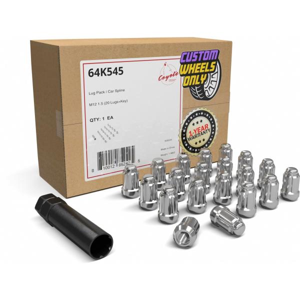 商品名: ホイールアクセサリーパーツ 20個 12mm 1.50 12x1.50 スレッドカースプライン 長さ1.35インチ ラグナット クロムスプライン 多くのシボレーホンダ乗用車に適合 | トヨタパスカー アフターマーケットホイール付き...