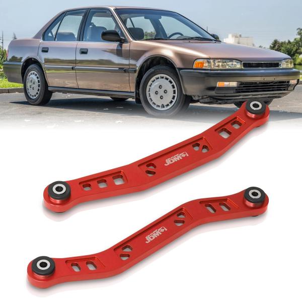 商品名:  AJP Distributors JDM Sport Cross Design Red Aluminum Rear Lower Suspension LCA Control Arms Brace Kit + Polyuretha...