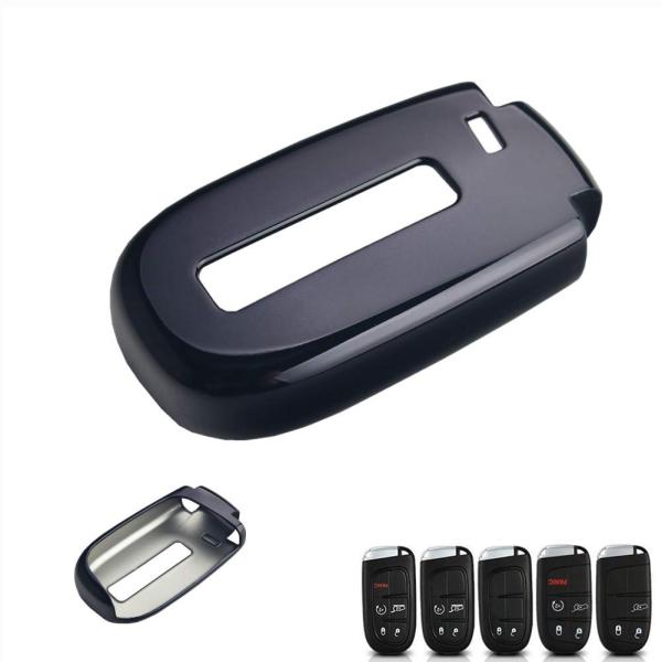 商品名: DEWHEL TPUキーフォブ保護カバーケース Dodge Charger Challenger Dart Durango Journey, Jeep Grand Cherokee, Renegadeなど用 (クロームブラック) ...