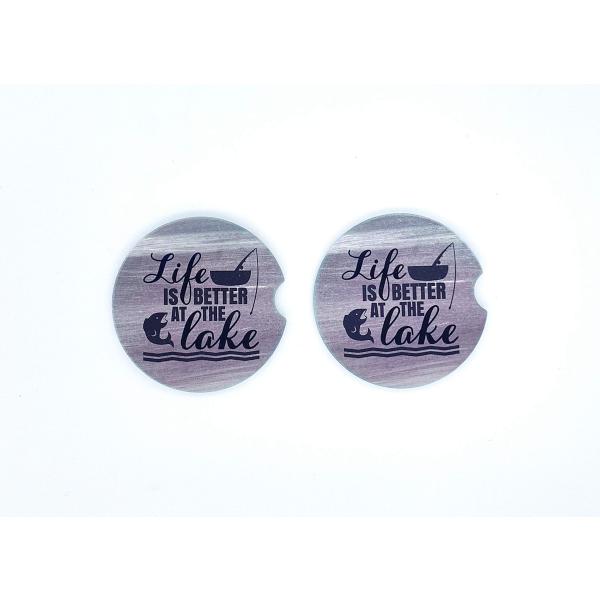 商品名:  Fishing Car Coasters Life is Better at the Lake Fathers Day Gift Neoprene Auto Accessories Handmadeブランド: The Paint...