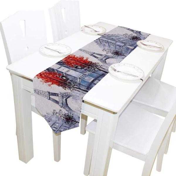 商品名: WOOR 両面アートペインティング フランス パリ エッフェル塔 テーブルランナー 長さ13 x 70インチ テーブルクロス ランナー ウェディングパーティー ホリデー キッチン ダイニング ホーム 日常のデコ 13 x 70 W...