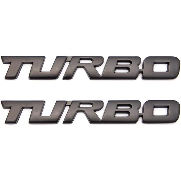 商品名CARRUN 3Dターボエンブレム カーサイドフェンダー リアトランク メタルバッジデカール 2個 (ブラック)2pcs 3D Turbo Emblem Car Side Fender Rear Trunk Metal Badge D...