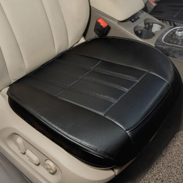 商品名: Leader Accessories レザーカーシートクッション 滑り止めブラック フロントシートカバーマットパッド 車用 2個 Leader Accessories 2pcs Leather Car Seat Cushions ...