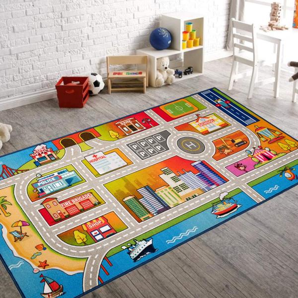 商品名: Booooom Jackson Tappeto Bambini Gioco Kids Car Rug Play Mat 60x32 inches,Car Mat for Kids Toy Cars,Colorful Rug,Non...