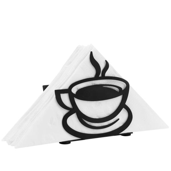 商品名: MyGift スチームコーヒーカップデザイン メタルテーブルトップナプキンホルダー MyGift Black Metal Upright Dining Table Napkin Holder with Cafe Steaming ...