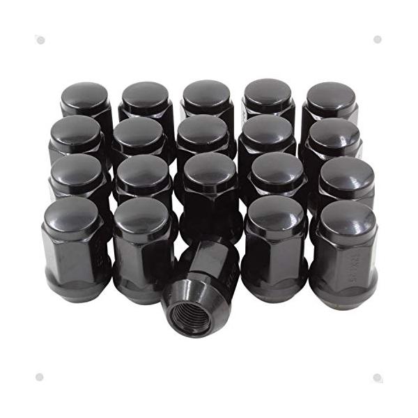 商品名: ホイールアクセサリー パーツ 20個セット ブラック 7/16 ラグナット クローズドエンド バルジ ドングリラグナットスタイル 1.38インチ コーンシート 19mm (3/4インチ) 六角ホイールラグナット(7/16 UNF ...
