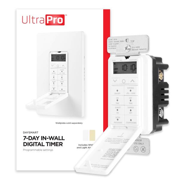 商品名:  UltraPro Daysmart 7-Day Digital In-Wall Timer, Presets/Countdown Timer, Programmable Settings, Override, Sunrise/S...