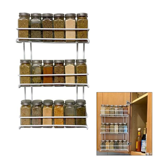 商品名: Evelots スパイスラック 3段 ドア/壁取り付け 頑丈なコーティングメタル 最大18本 Evelots 3-Tier Spice Rack-Door/Wall Mounted-Sturdy Coated Metal-Up t...