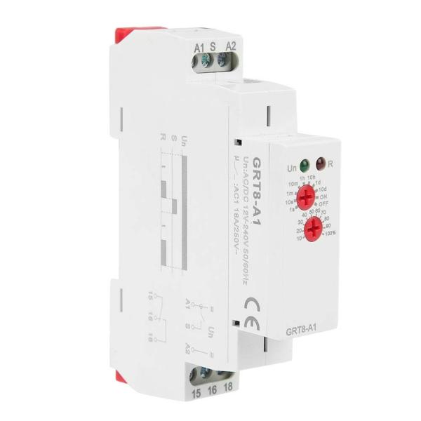 商品名: GRT8-A1 AC/DC 12V~240V オン遅延タイマーリレー ミニパワーディレイタイミングリレー DINレールタイプ タイムリレーセット パネルノブ製 35mm DINレールにマウントされた広い時間遅延範囲 0.1s-10...