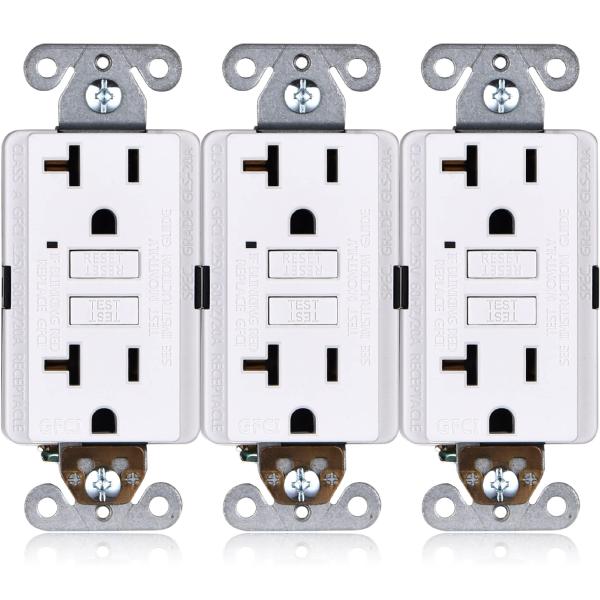 商品名:  GFCI Outlet 20 Amp [3-Pack], Non-Tamper-Resistant GFI Duplex Receptacles with LED Indicator, Self-Test Ground Faul...