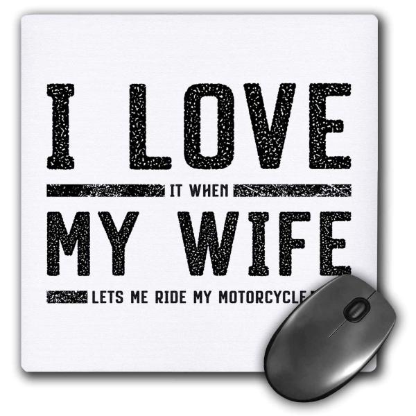 商品名: 3dRose マウスパッド I Love It When My Wife Lets Me Ride My Motorcycle - 8 x 8インチ (mp_315425_1) 3dRose Mouse Pad I Love It...