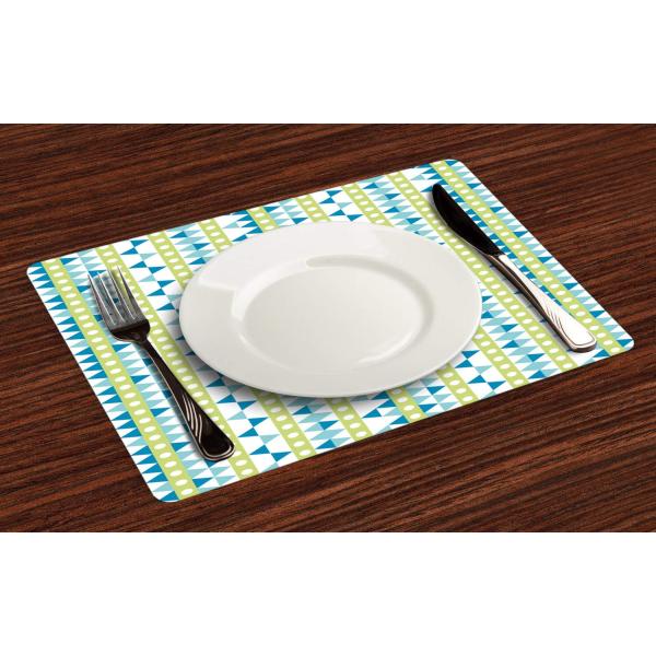 商品名: Ambesonne モダンランチョンマット 4枚セット 幾何学的なイラスト 縦に配置 プレーンな背景に 洗えるファブリックプレースマット ダイニングテーブル用 標準サイズ アボカドグリーン Ambesonne Modern Pla...