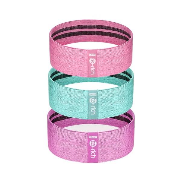 商品名: Te-Rich レジスタンスバンド 脚と臀部用 ファブリックワークアウトバンド レディース/メンズ ストレッチエクササイズループ 厚く幅広 滑り止めジムブーティーバンド 3セット スクワット/臀部/ヒップトレーニング用 Te-Ri...