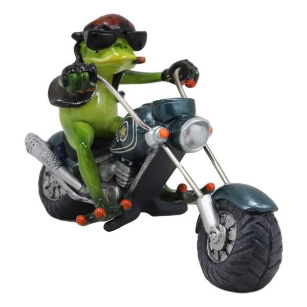 商品名: Ebros 長さ8.5インチ Born to Ride バイカーフロッグ 赤いバンダナ 喫煙葉巻 メタリックチョッパー オートバイ バイク像 クレイジー フロッグ ヒキガエル ホームデコレーション アクセント Ebros 8.5"...