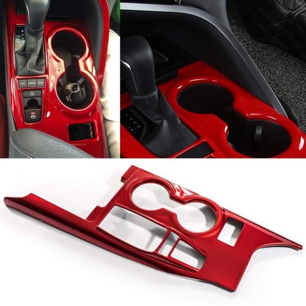 商品名: Xotic Tech レッド ABS ギアシフトパネル コンソール ウォーターカップホルダー カバートリム トヨタ カムリ XLE/XSE 2018 2019 2020 2021 2022 2023 2024に対応 シートヒーター...