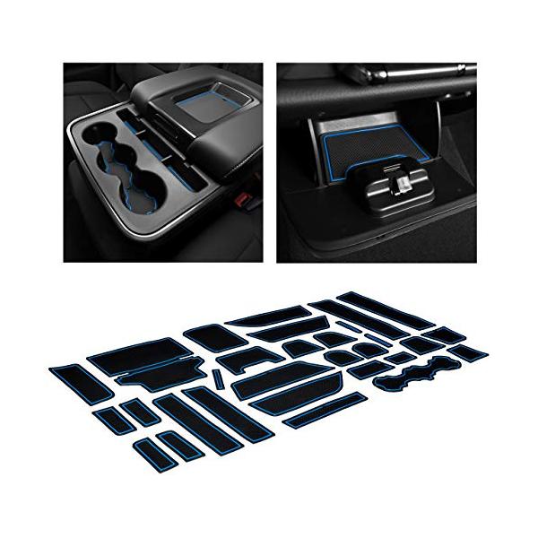 商品名: 2019年以降シボレーシルバラードとGMCシエラカップホルダーライナーキット。 BENCH SEATING FOR 6 and CREW CAB FULL BACK DOORS ブルー 4thSilveradoNHCCBlue C...