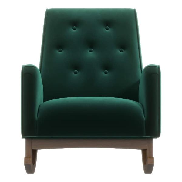 商品名:  Pemberly Row Mid-Century Modern Collin Green Velvet Tufted Accent Upholstered Nursery Rocking Armchair for Living ...