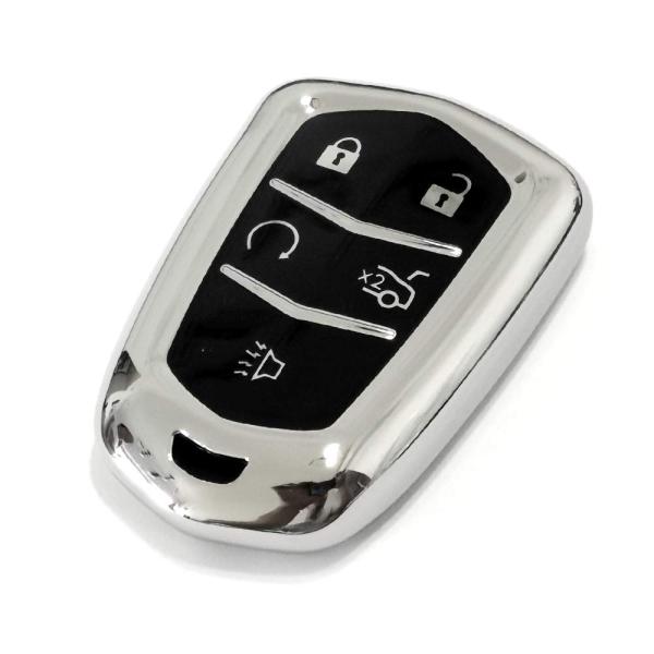 商品名:  Metallic Glossy TPU Full Protection Keyless Entry Remote Key Fob Case Cover Fit for 5-Buttons 2015-2019 Cadillac E...