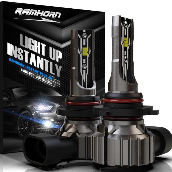 商品名: RAMHORN 9005 LED ヘッドライト電球 12000LM 6500K キセノン ホワイト ファンレス インスタントプラグイン HB3 変換キット 2個セット RAMHORN 9005 LED Bulbs, 12000 L...
