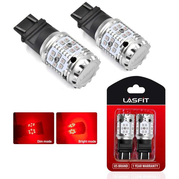 商品名: LASFIT ブライトレッド 3157 LED電球 4057 4157 3056 3057 3457 アンチフラッシュ Canbus 自動車用ブレーキテールライト用 エラーフリー (2個) LASFIT Bright Red 31...