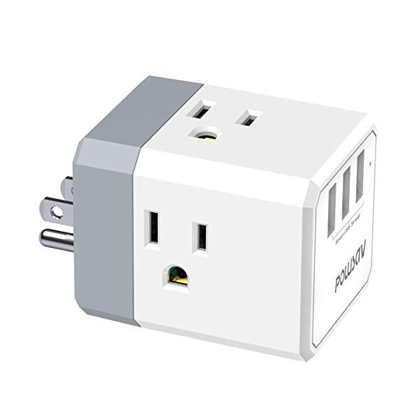 商品名:  Multi Plug Outlet, Outlet expanders, POWSAV USB Wall Charger with 3 USB Ports(Smart 3.0A Total) and 3-Outlet Exten...