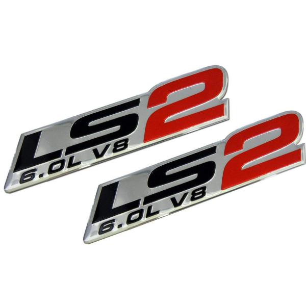 商品名: ペアセット LS2 エンブレム 6.0L V8 エンジン 3D バッジ ネームプレート レター 交換用 GM シボレー シボレー (レッド ブラック) Pair Set LS2 Emblem 6.0L V8 Engine 3D B...