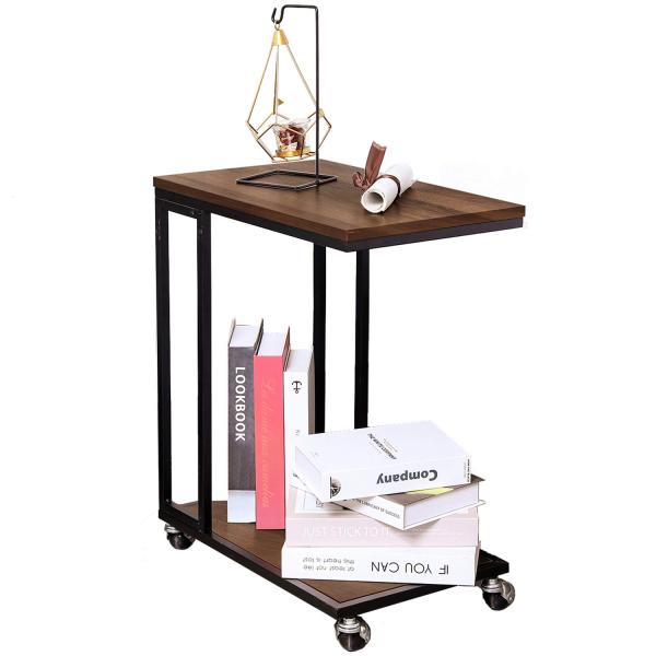 商品名:  Snack Table Sofa Couch Side Table for Living Room, Mobile C End Table for Coffee Laptop, Walnutブランド: Melody House商...