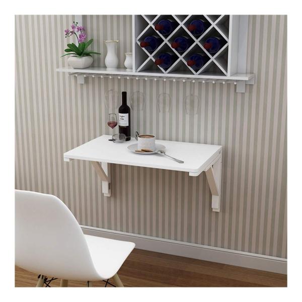 商品名:  HUAHUA Wall-Mounted Folding Drop-Leaf Table White Folding Wall Desk Wall-Mounted Kitchen Dinding Table Drop-Leaf W...