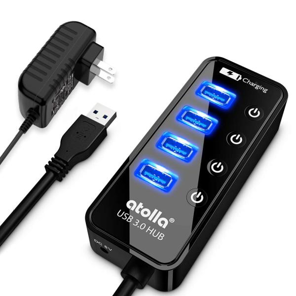 商品名:  atolla 4-Port USB 3.0 Hub with 4 USB 3.0 Data Ports and 1 USB Smart Charging Port, USB Splitter with Individual On...