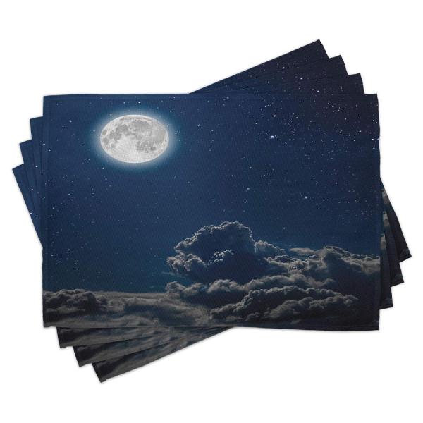 商品名:  Ambesonne Galaxy Place Mats Set of 4, Moon and Stars in Midnight Sky Starry Night with Clouds Milky Way Art, Washa...
