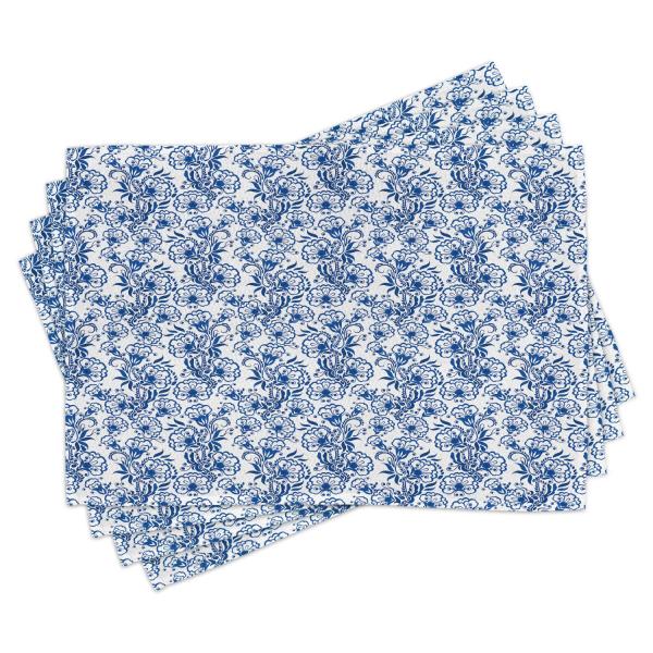 商品名:  Ambesonne Blue Place Mats Set of 4, Delicate Spring Season Themed Floral Pattern in Traditional Russian Gzhel Styl...