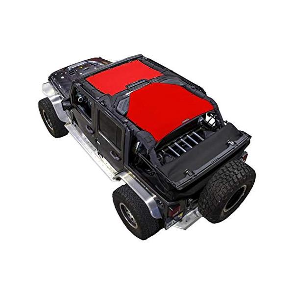 商品名: SPIDERWEBSHADE Jeep Wrangler対応 2ピース フロントとリア メッシュシェードトップ サンシェード UV保護アクセサリー 米国製 JKU 4ドア (2007-2018) レッド SPIDERWEBSHAD...