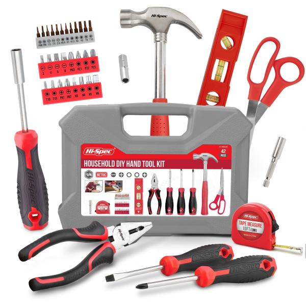 商品名:  Hi-Spec 42pc Red Household DIY Small Tool Kit. Tool Box Set of Starter Basic Tools Kit for Home &amp; Officeブランド: ...