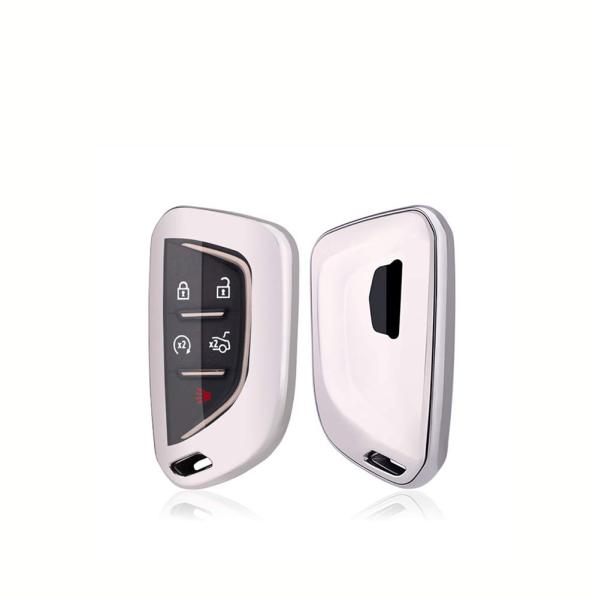 商品名: ontto 5ボタンキーフォブカバー TPUシェル 360度保護 スタイリッシュ スマートキーホルダー スキン 2019 2020 キャデラック CT5エントリー リモートカーキーケースに対応 シルバー ontto 5-Butto...