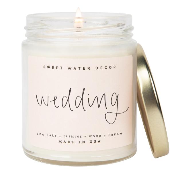 商品名:  Sweet Water Decor, Wedding Day, Sea Salt, Jasmine, Cream, and Wood Scented Soy Wax Candle for Home | 9oz Clear Jar...
