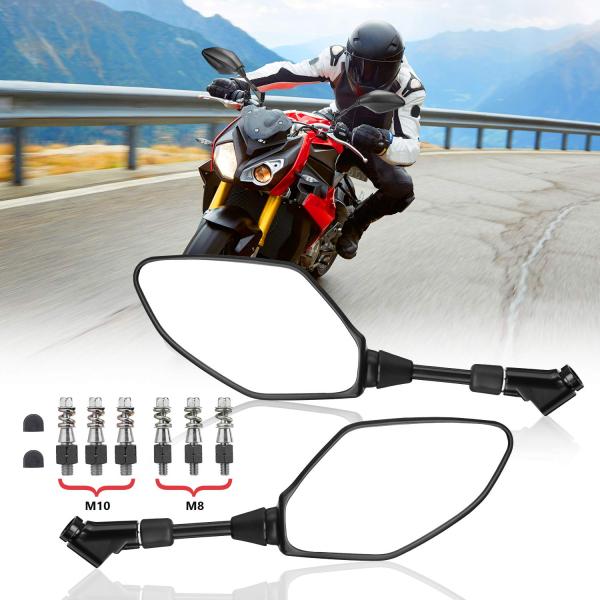 商品名:  KEMIMOTO Universal Motorcycle Mirrors Rear View Side Mirrors Convex Black 8MM 10MM Standard Reverse Bolts Compatib...